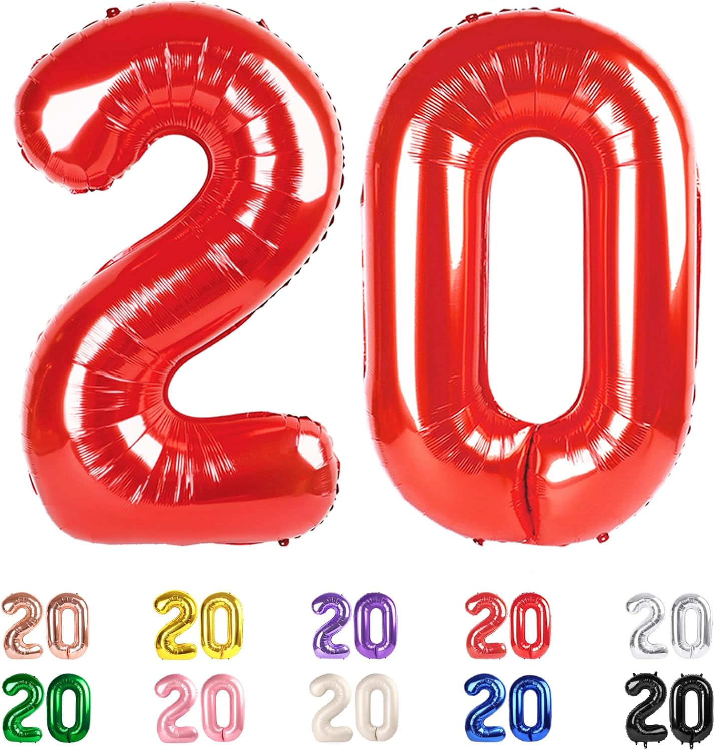 Amazon.com: 20 Number Balloons, 20th Birthday Decorations for Women Men ...
