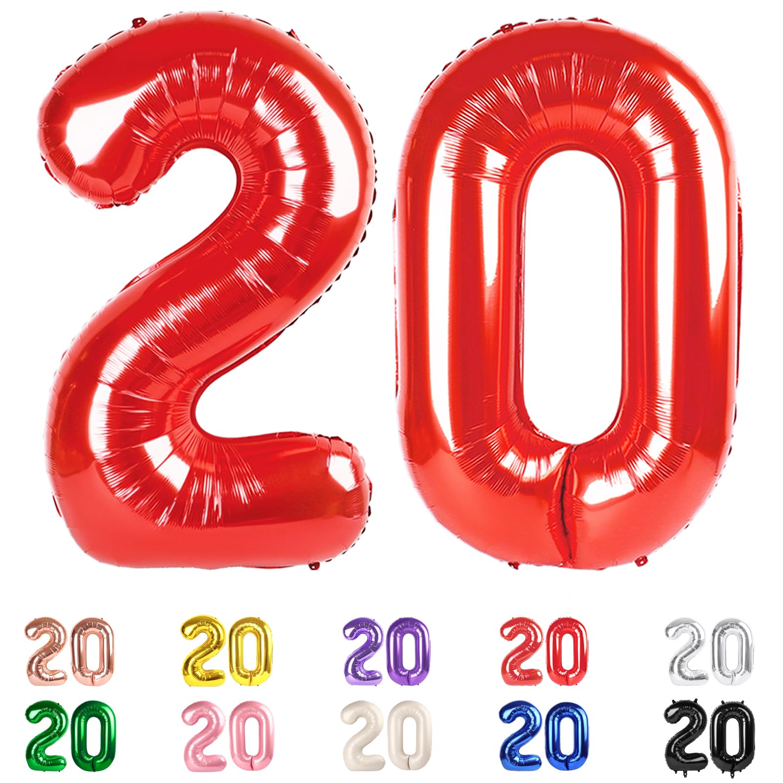 Amazon.com: 20 Balloon Number, 20th Birthday Decorations for Women Men ...
