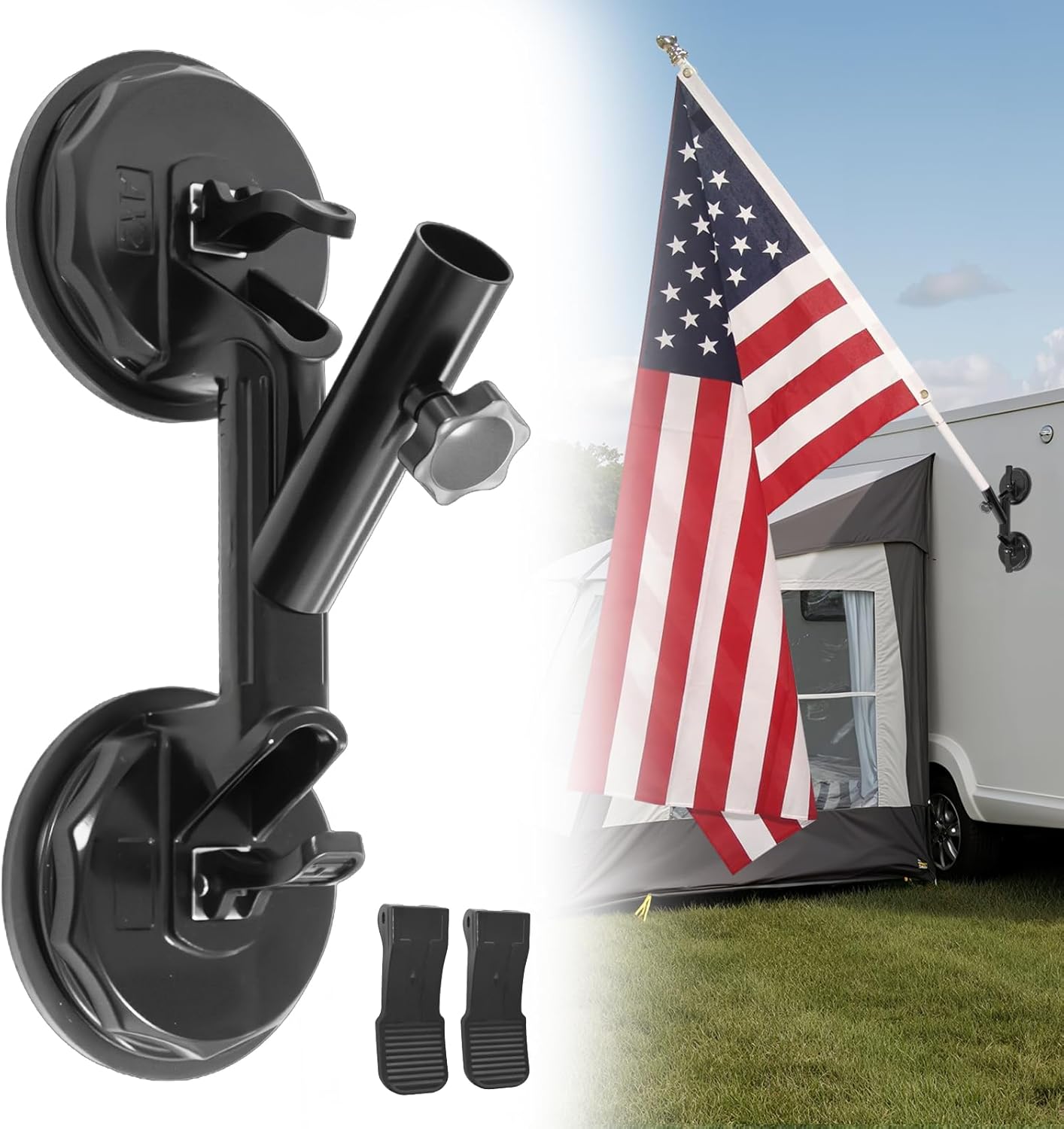 Amazon.com : Quick Flag Mount for RVs, New Upgrade Suction Cup Flagpole ...