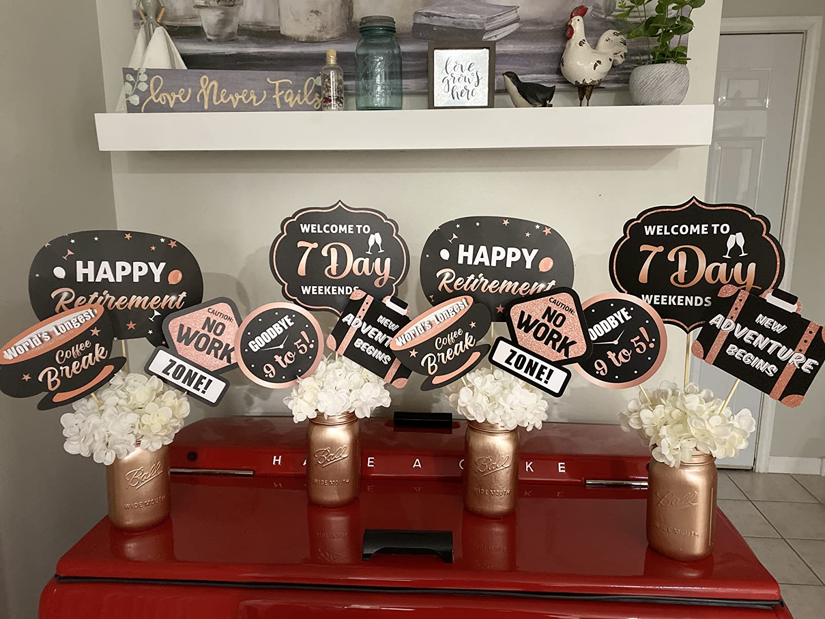 Amazon.com: Bessmoso 24Pcs Retirement Party Centerpieces Women Rose ...