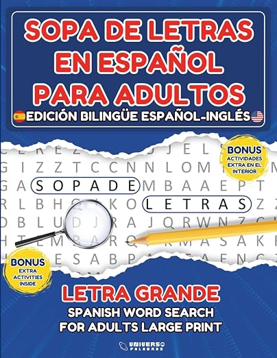 SOPA DE LETRAS EN ESPAÑOL PARA ADULTOS: Libro de sopa de letras en ...