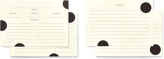 Amazon.com: Kate Spade New York Deco Dot Recipe Card Refill, Black ...