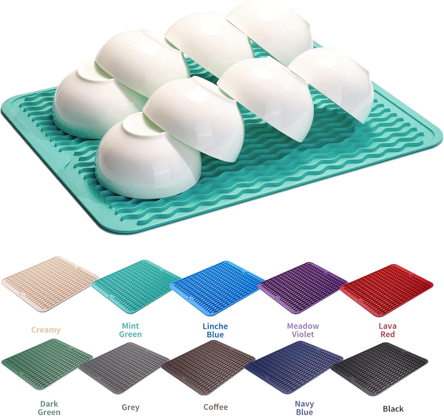 Amazon.com: ZLR Silicone Dish Drying Mat for Kitchen Counter Large ...