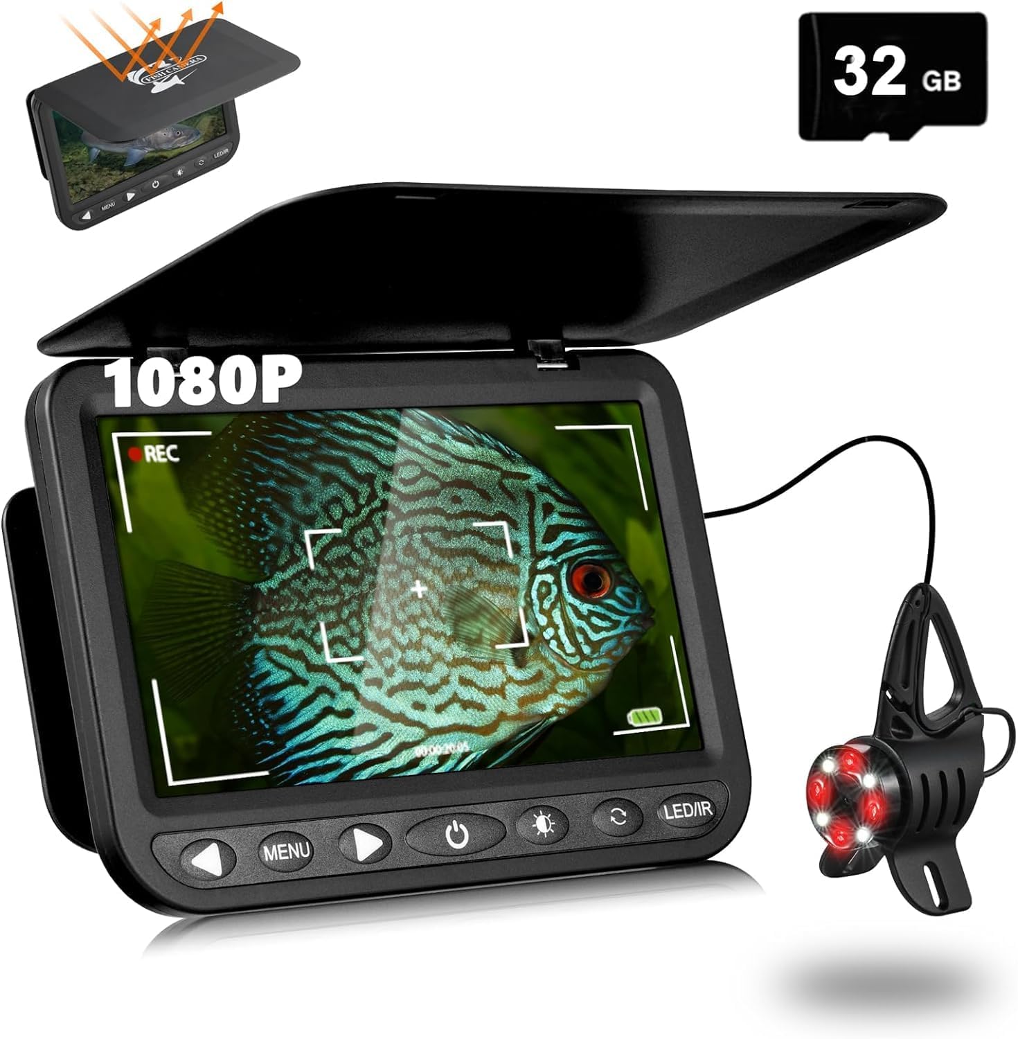 Amazon.com: MOOCOR 7'' Underwater Fishing Camera w/DVR - [HD 1080P] Ice ...