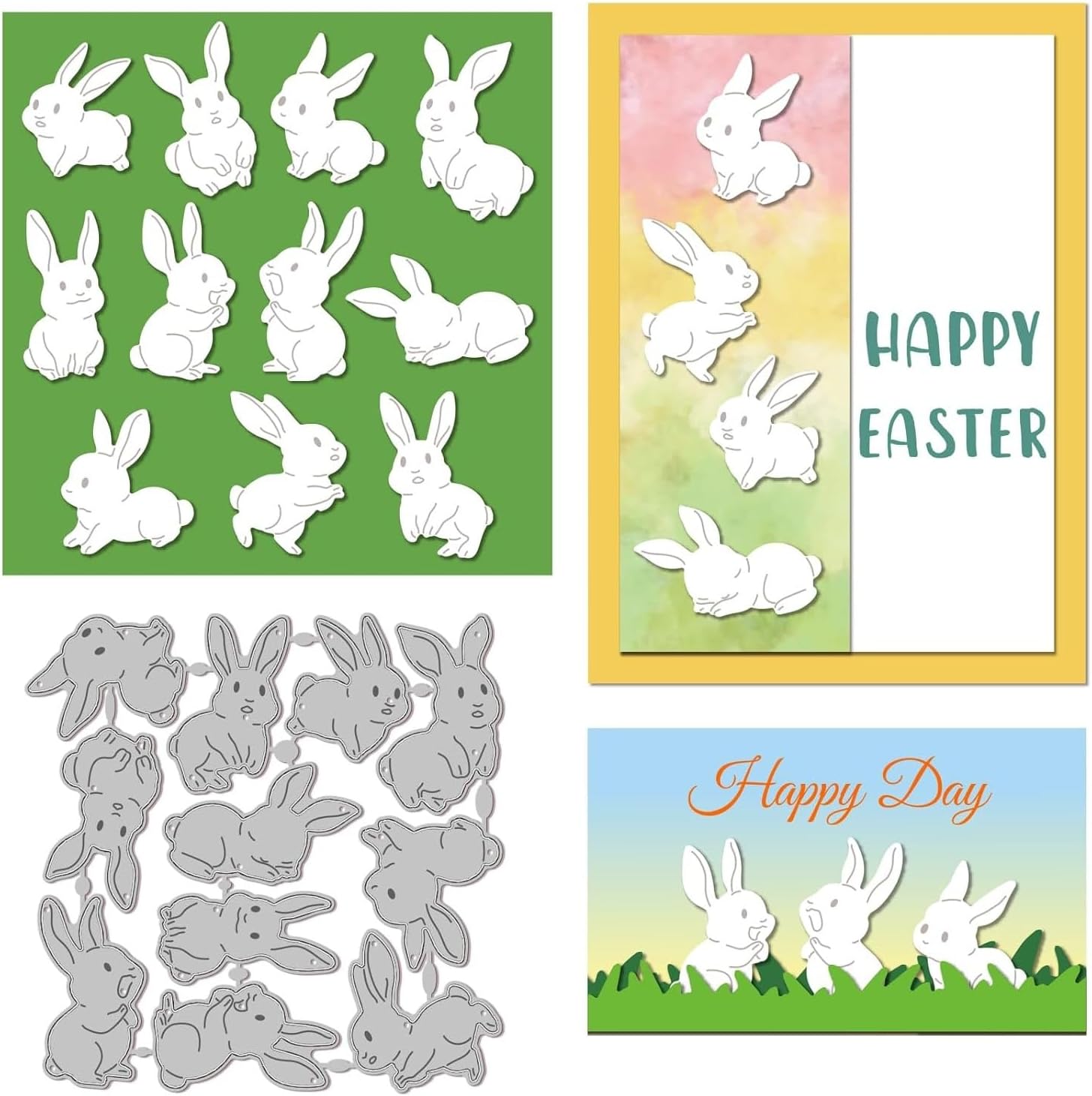 Amazon.com: GLOBLELAND Easter Rabbit Cutting Dies for DIY Scrapbooking ...