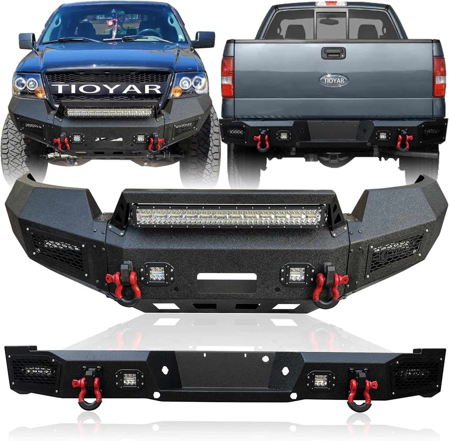 Amazon.com: TIOYAR Front + Rear Bumper Black Texture Compatible with ...