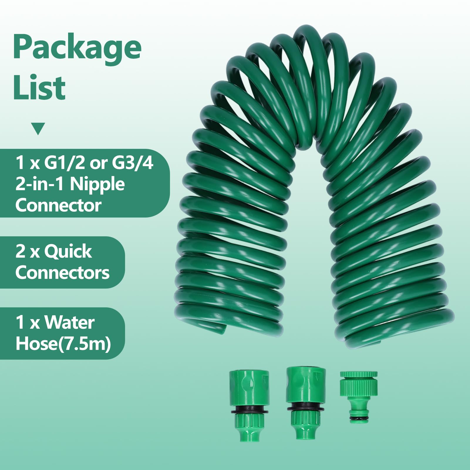 Retractable Coil Hose, 7.5m Coil Garden Hose Automatic Shrinkage Coiled ...