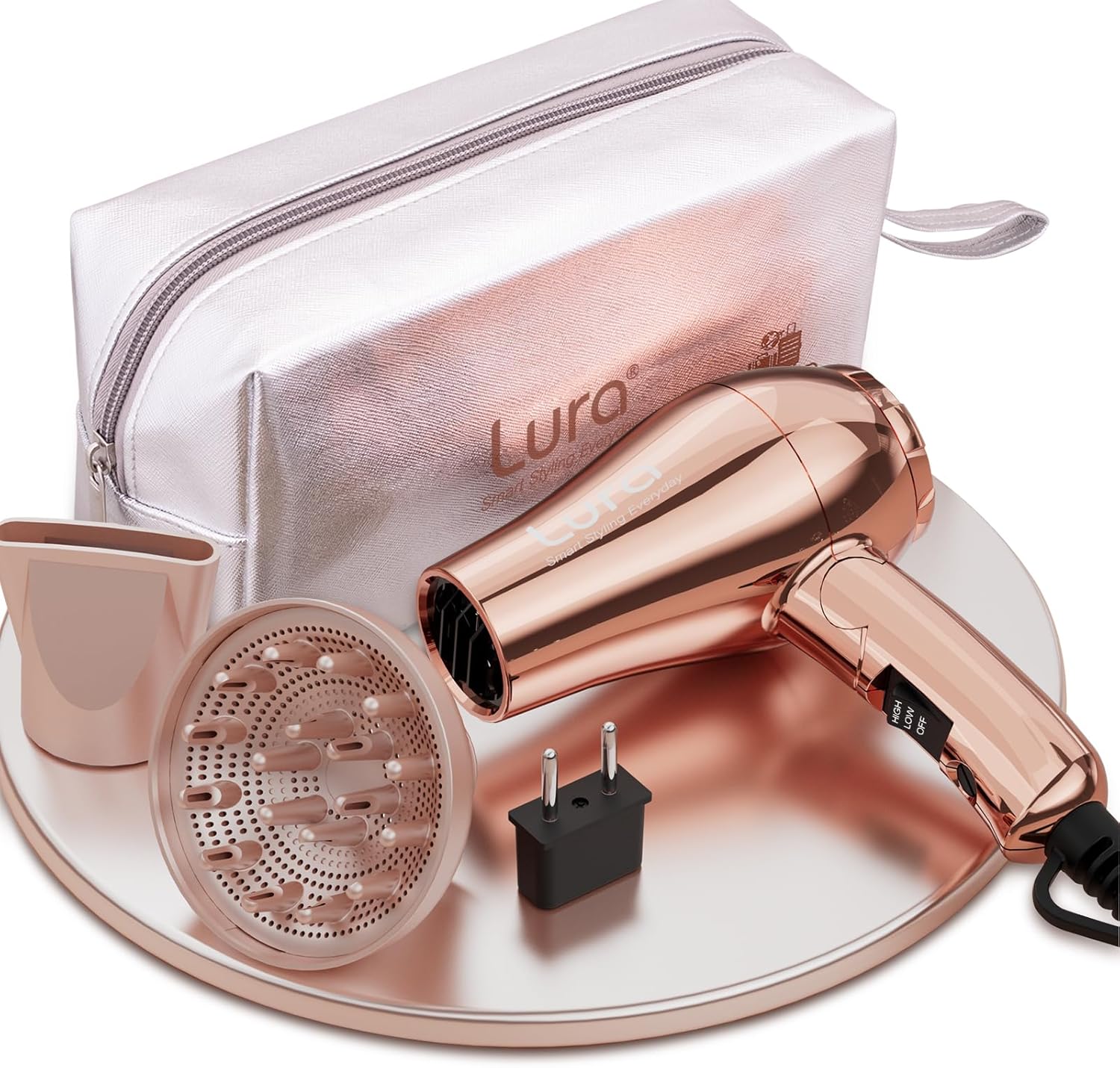 Amazon.com : LURA Smart Dual Voltage Travel Hair Dryer with EU Plug ...