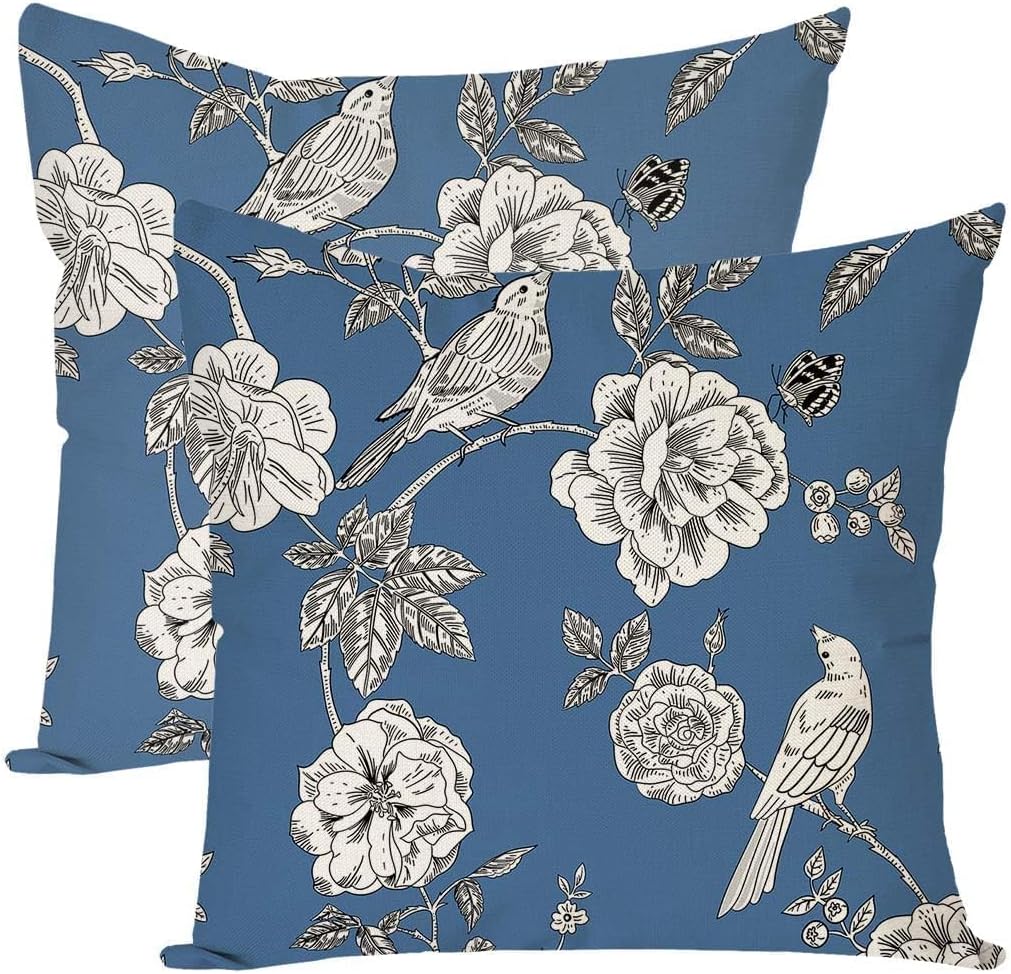 Amazon.com: HERHOME French Country Throw Pillow Covers 18x18 Inch Toile ...
