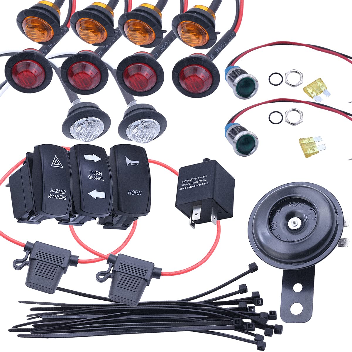 Amazon.com: DUNSIHUI Universal Rocker Switch Turn Signal Kit Street ...