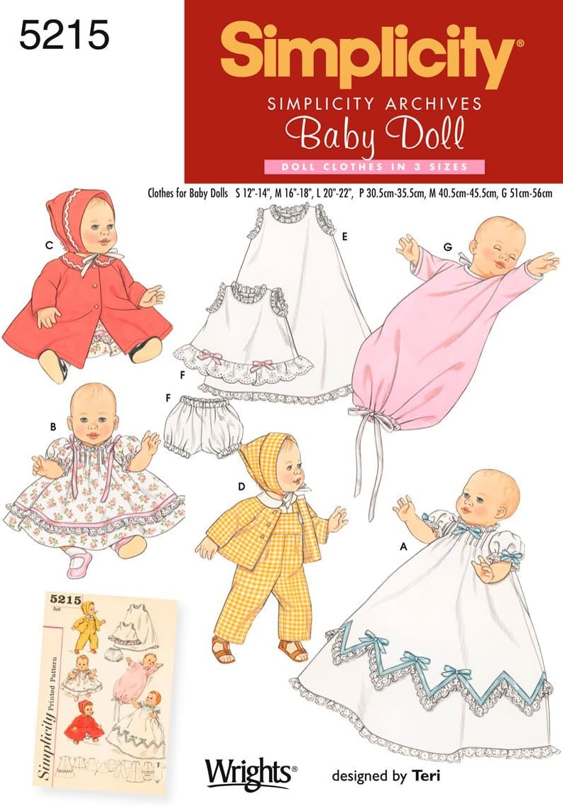 Amazon.com: Simplicity 4702 Pattern for 11.5-inch Doll Colthes : Arts ...