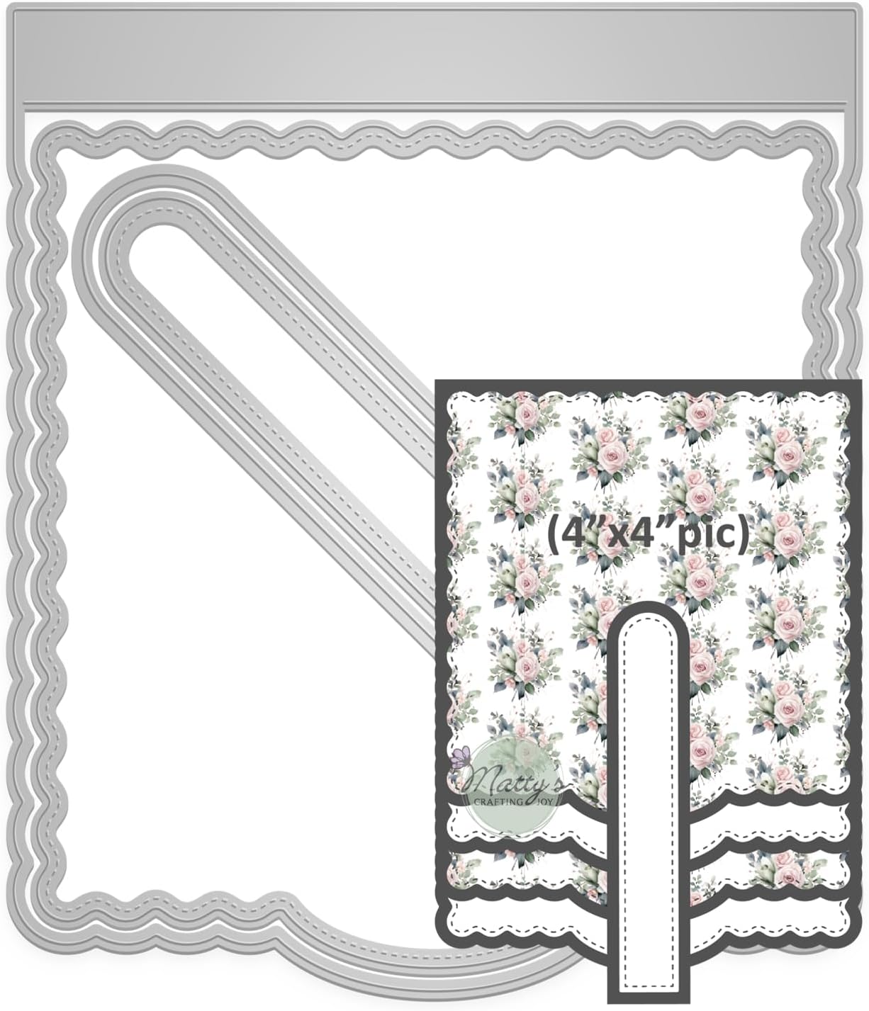 Amazon.com: Matty’s Crafting Joy Scalloped Square Waterfall Flap Die Cut Set of 4, Nesting Metal ...