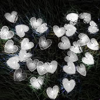 YOU GLOW GIRL Solar Heart String Lights,20ft 30 LED Solar Heart-Shaped ...