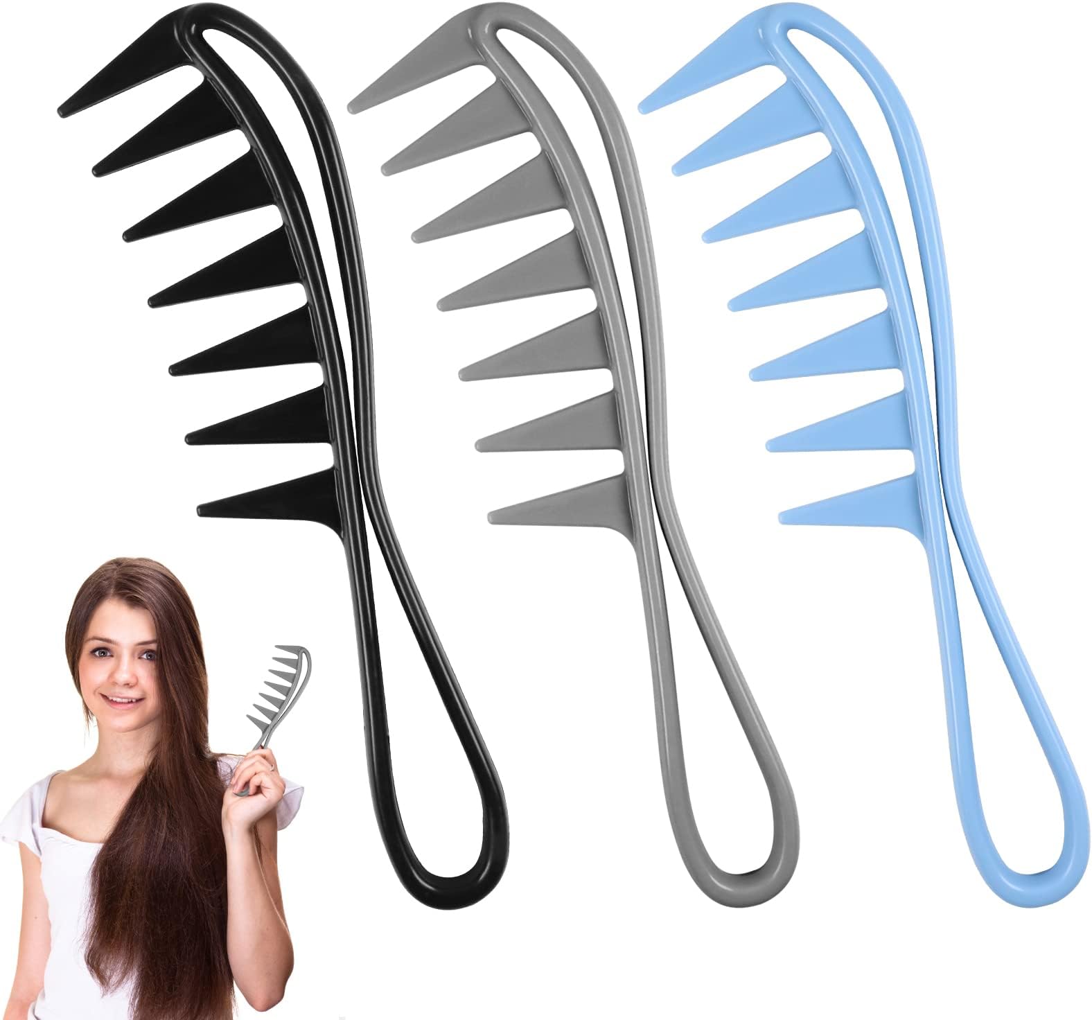 Amazon.com : 3 Pcs Wide Tooth Comb, Professional Salon Wide Teeth Shark ...