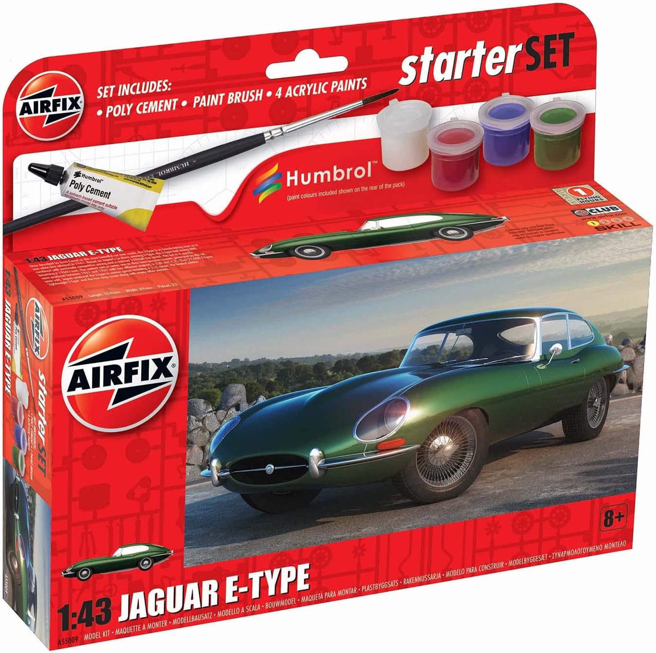 Amazon.com: Airfix Starter Set Model Kit Car - A55009 Jaguar E-Type - 1 ...