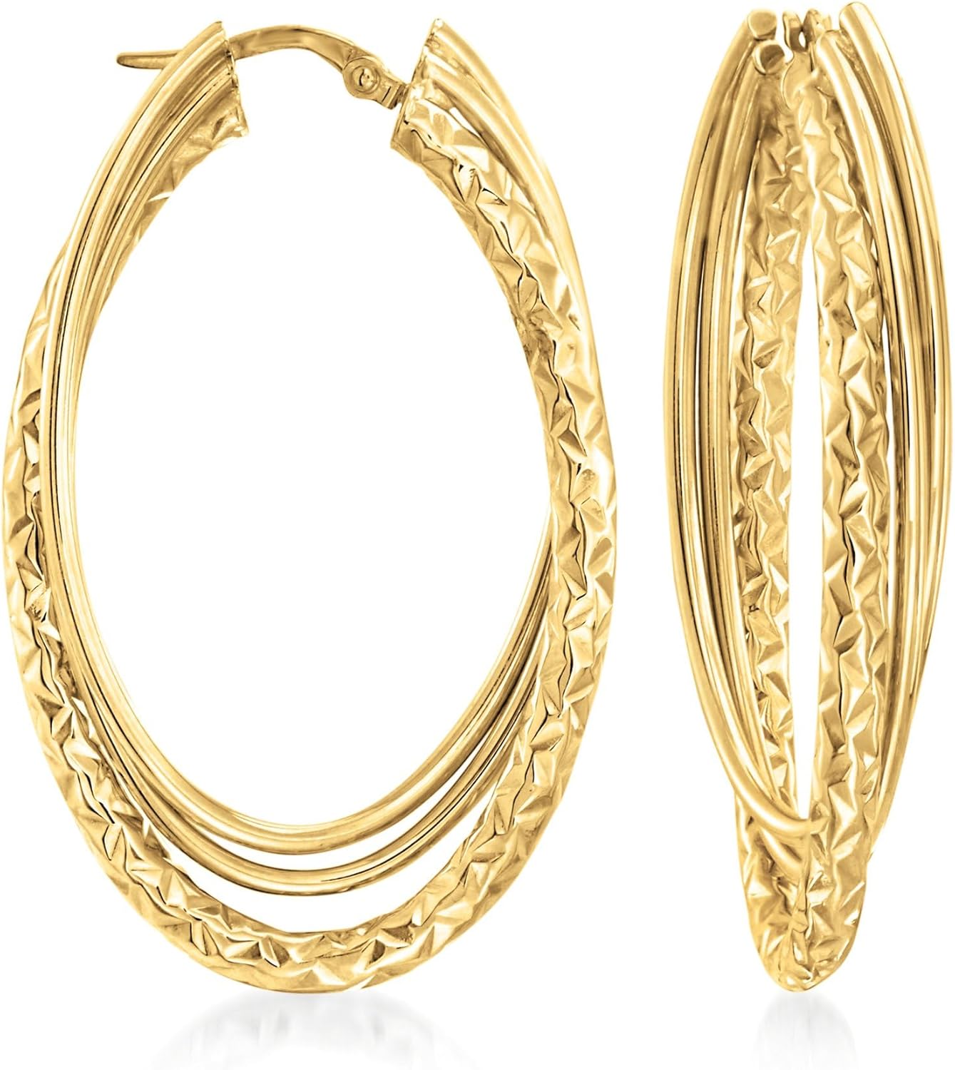 Amazon.com: Ross-Simons Italian 14kt Yellow Gold Triple Hoop Earrings ...