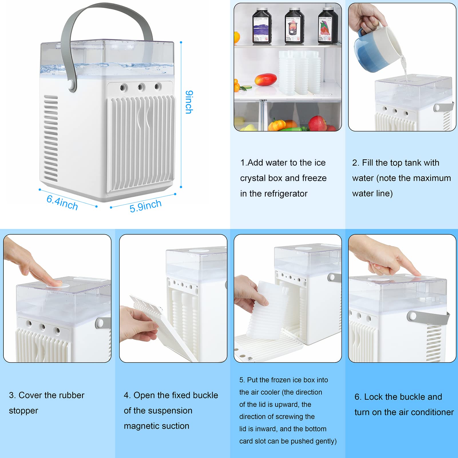Portable Air Conditioner Fan Personal Air Conditioner Mini Evaporative ...