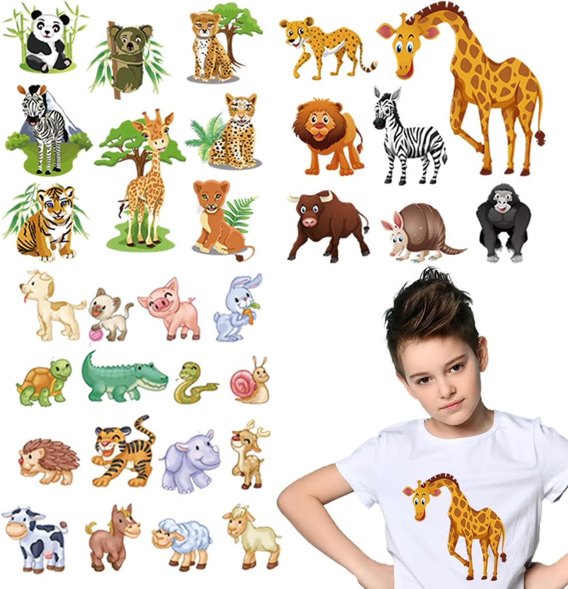 Amazon.com: Totelux Animal Iron on Transfer Stickers Leopard Tiger ...