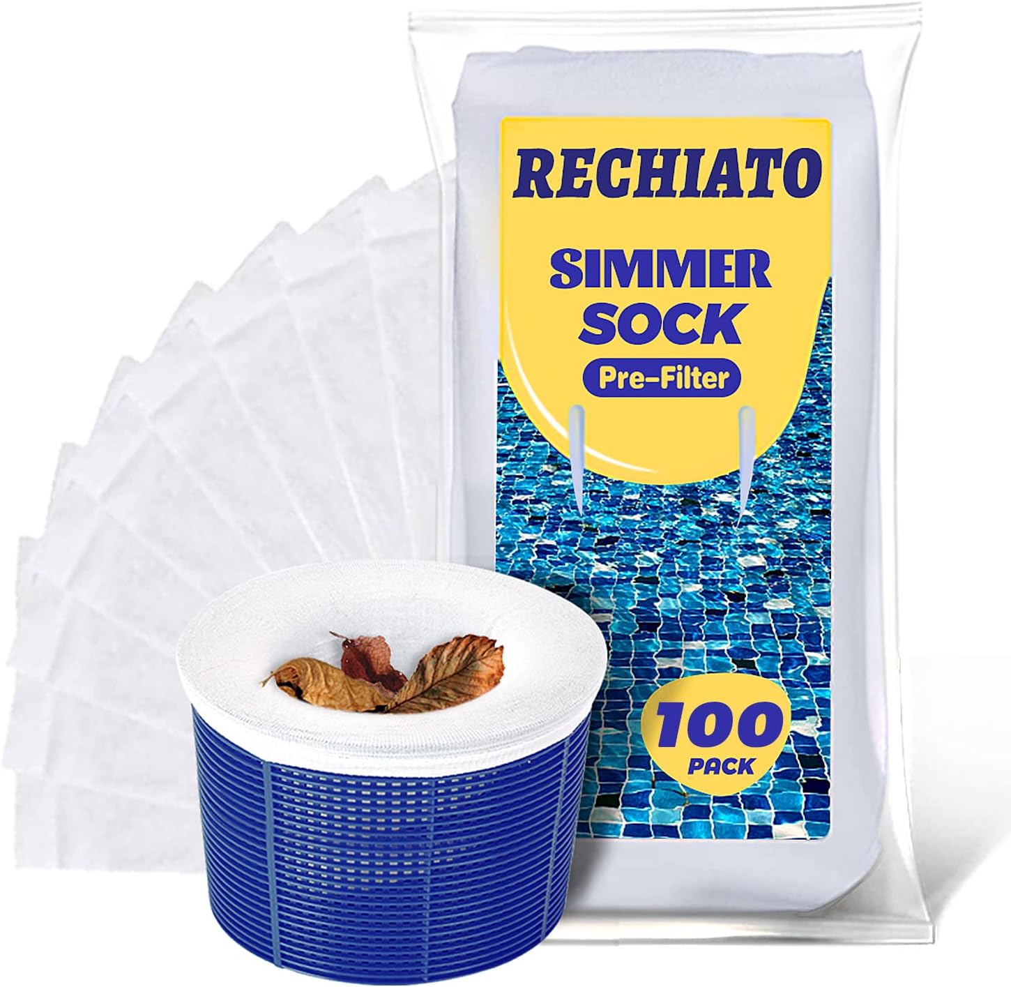 Amazon.com : RECHIATO 100 Pack Pool Skimmer Socks for Pool Filters ...