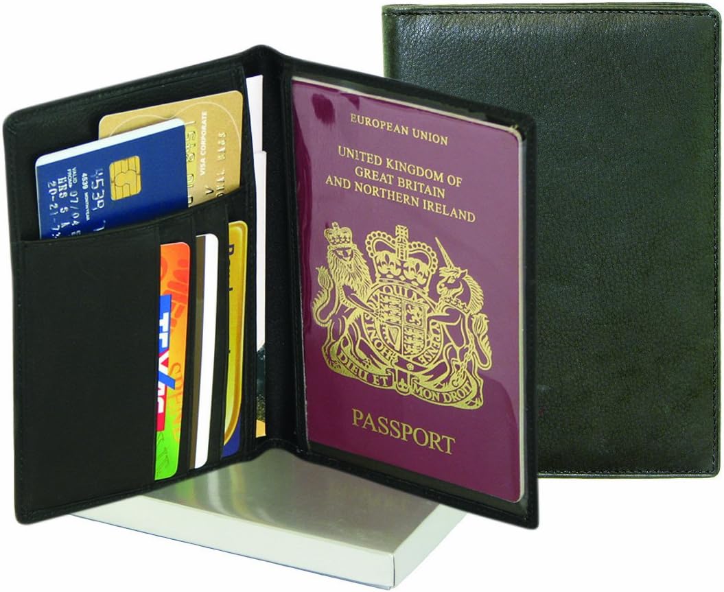 Falcon FI4003L Black Travel leather passport holder / document wallet ...