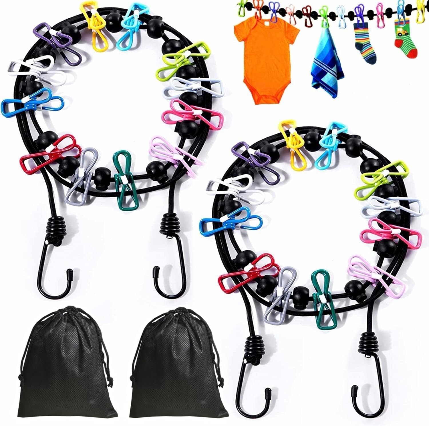 2 Pack Portable Travel Clothesline, Retractable Adjustable Clothesline ...