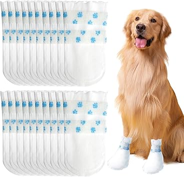 20pcs Disposable Dog Boots for Injured Paws, Waterproof Dog Shoes with ...