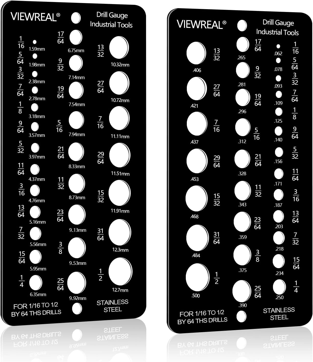 2 Pcs Fractional Drill Gauges Drill Index Gauge Stainless Steel Drill ...