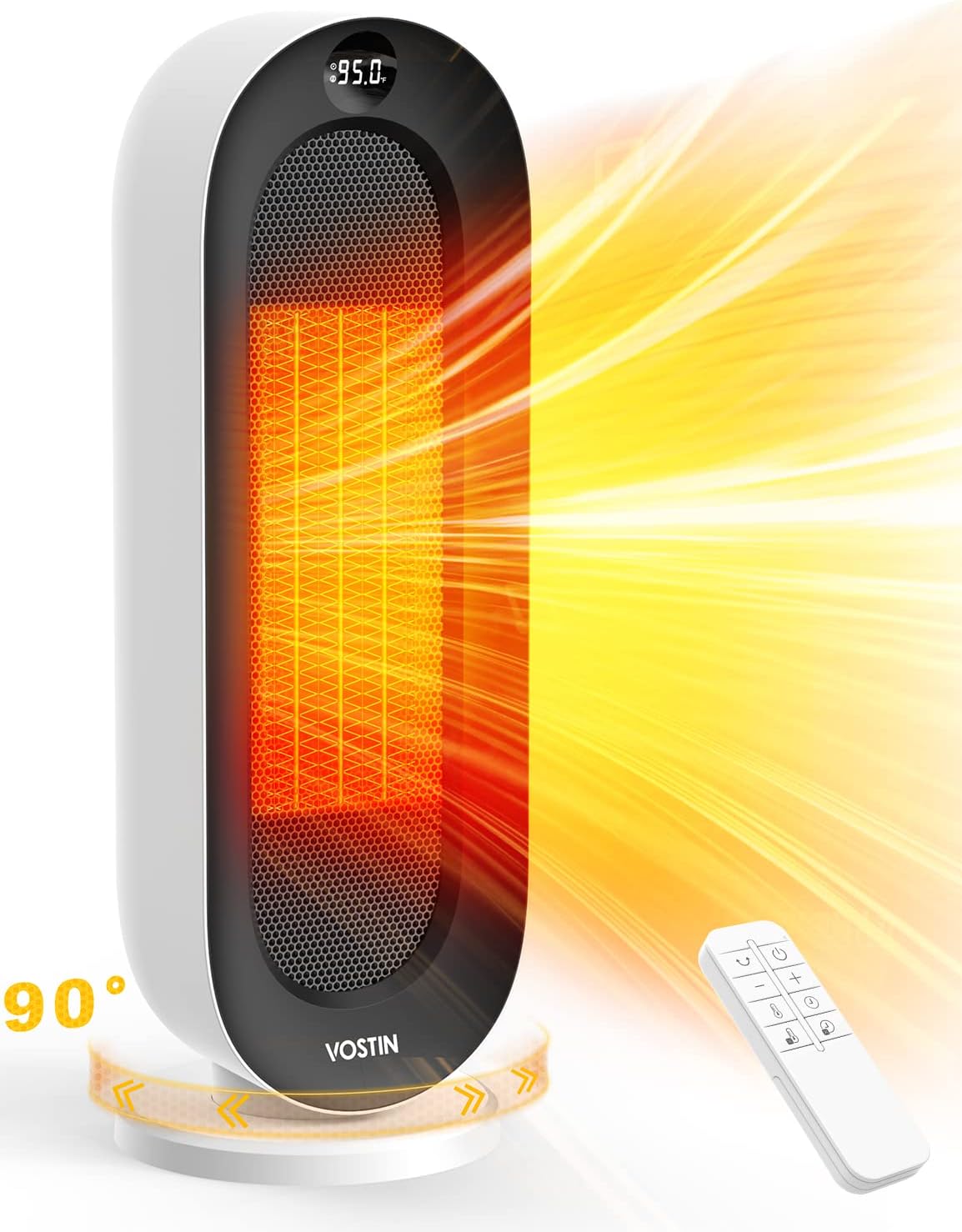 Amazon.com: Space Heater, 90° Oscillating Electric Heater with ...
