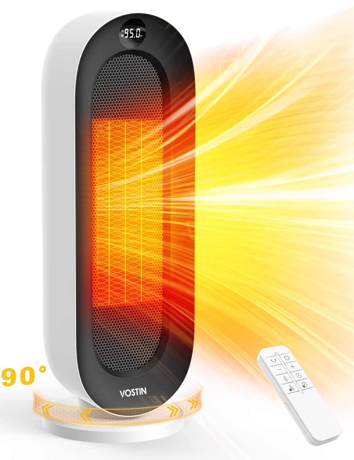 Amazon.com: Space Heater, 90° Oscillating Electric Heater with ...