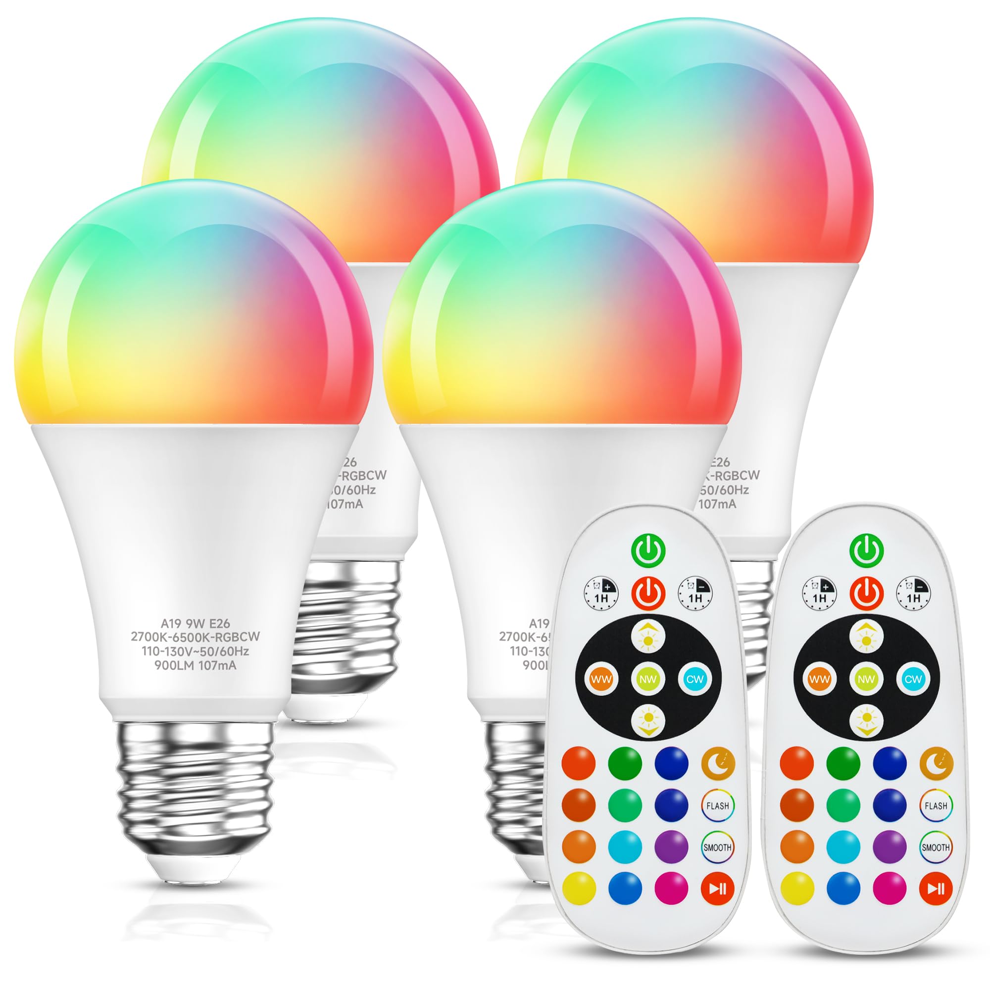 Eastiya Color Changing Light Bulb, 80W Equivalent, Remote Control Light ...
