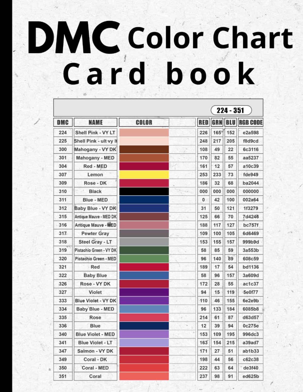Amazon.com: Dmc Color Chart Card Book: Large format - 8,5 x 11 Inches ...