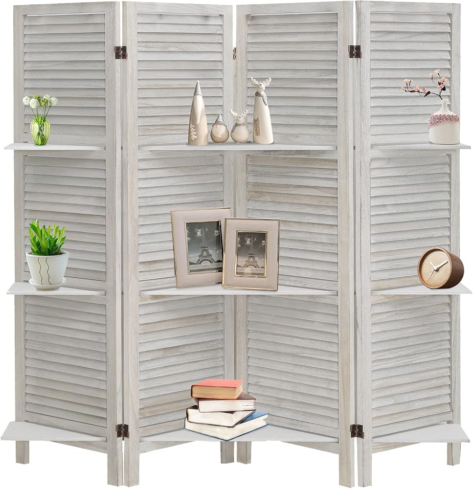 Room Divider with Shelves, 4 Panels Room Dividers Philippines | Ubuy
