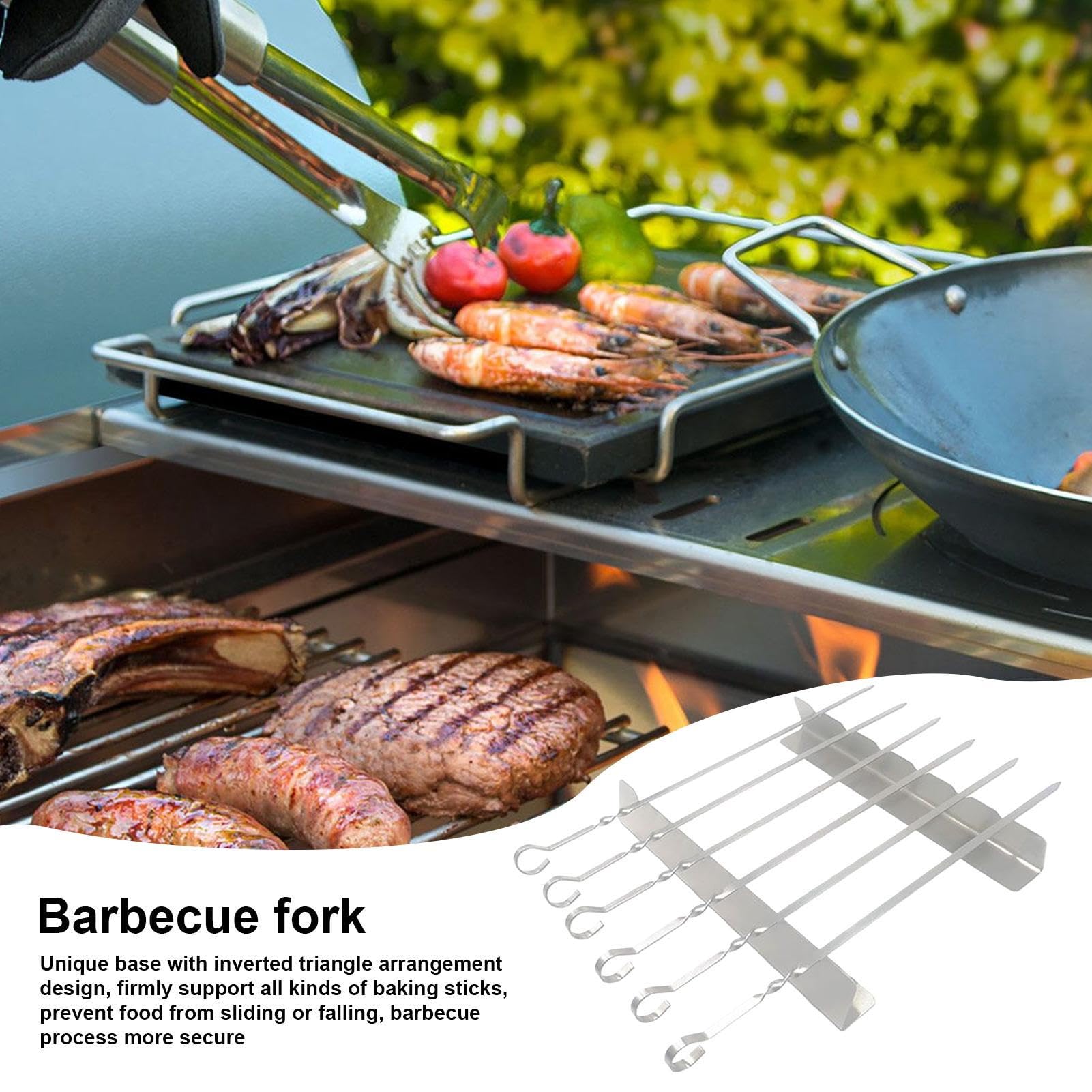 Rack Para Kabobs Con 6 Pinchos De Acero Inoxidable Y Bolsa