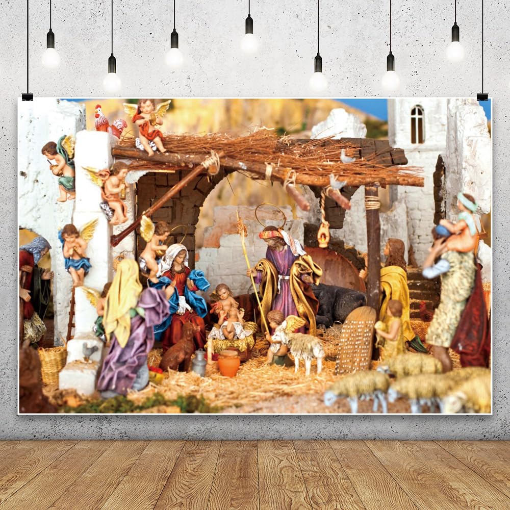 Amazon.com : OFILA Christmas Nativity Scene Backdrop 10x8ft Birth of ...