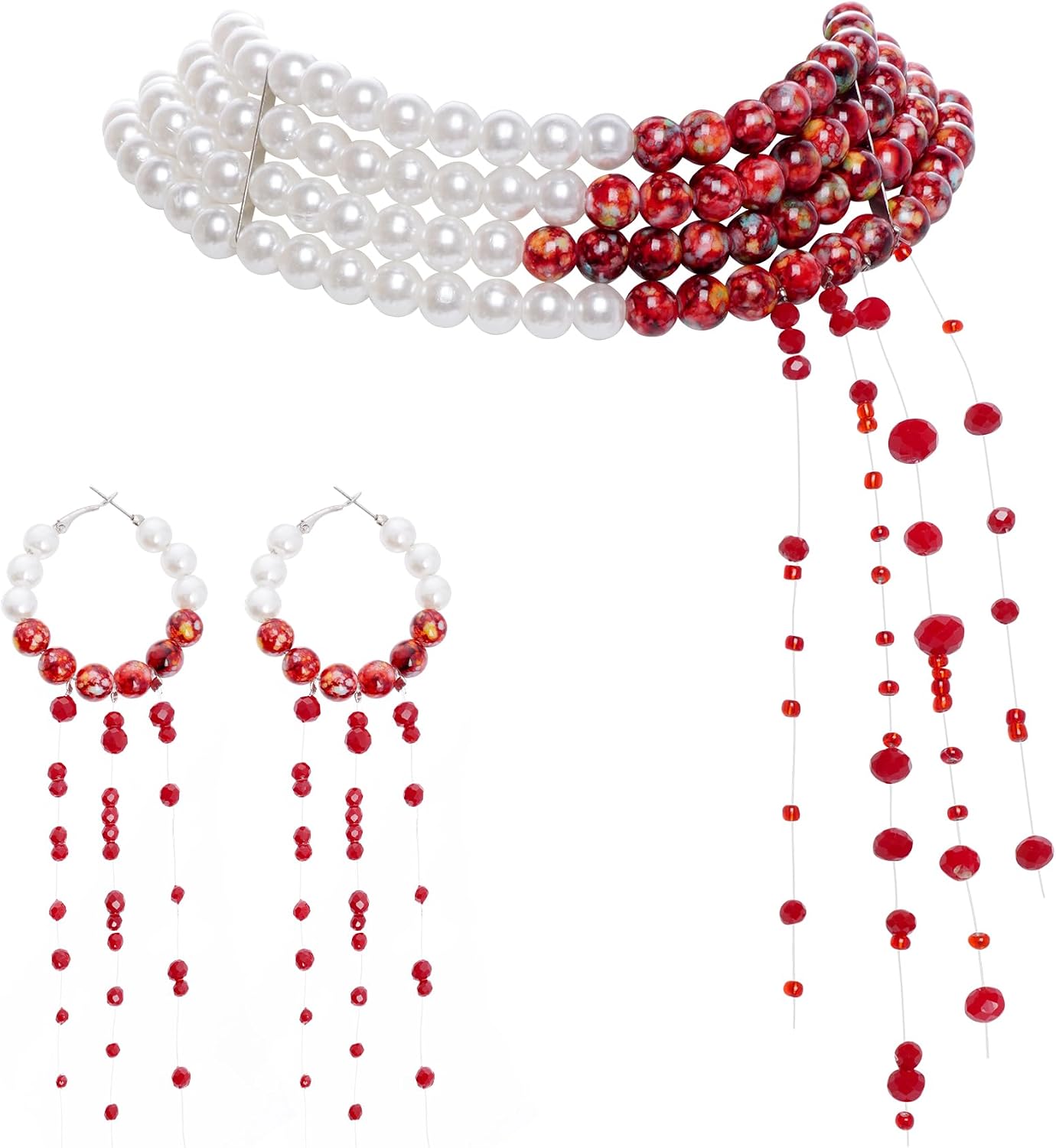 Amazon.com: 2Pcs Dripping Blood Choker and Earrings Halloween Dripping ...