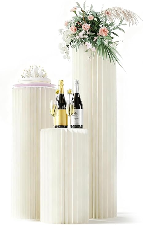 Amazon.com: 3 Pack Portable White Cylinder Stands for Party, 31.5", 23. ...