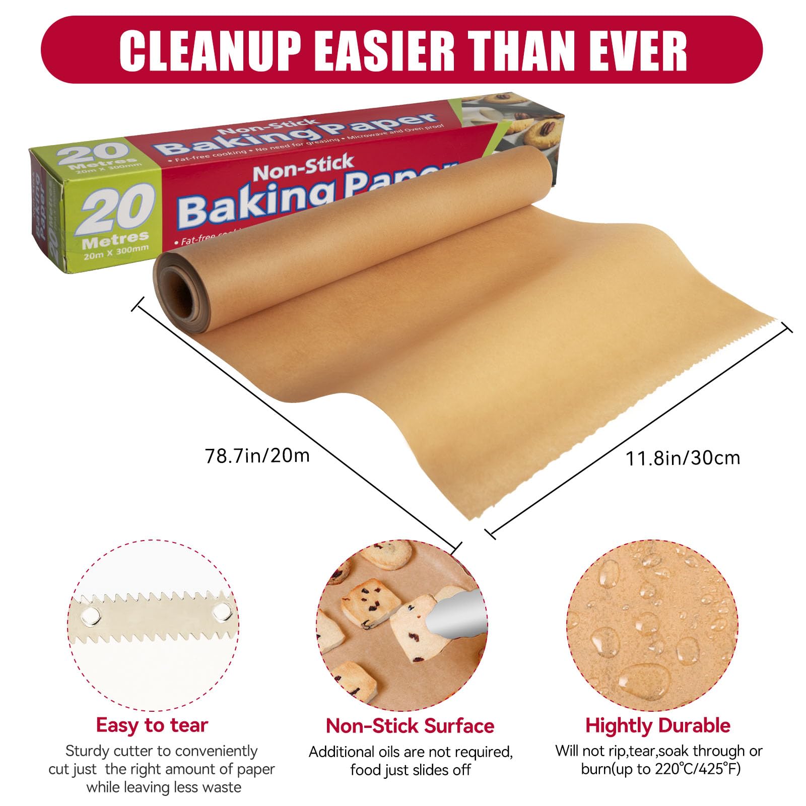 Snapklik.com : Parchment Paper Roll Unbleached Baking Paper Ideal For Oven
