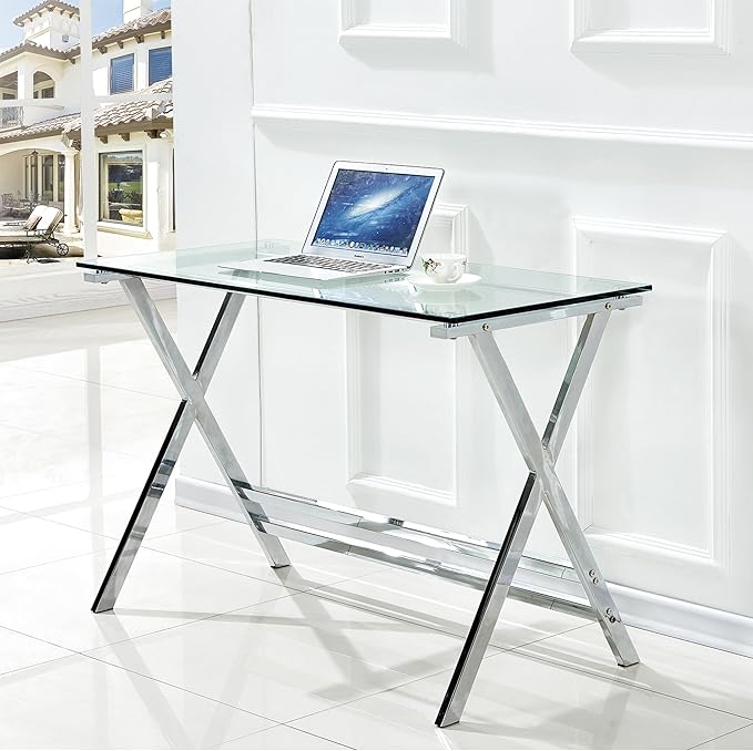 Amazon.com: SMARTIK Glass Computer Desk, Study Glass Table, Gaming ...
