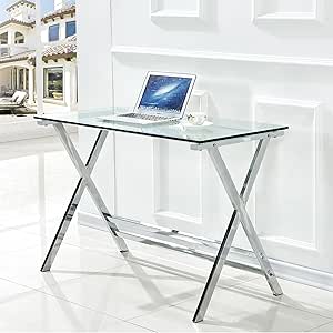 Amazon.com: SMARTIK Modern Glass Computer Desk, Study Table, Gaming ...