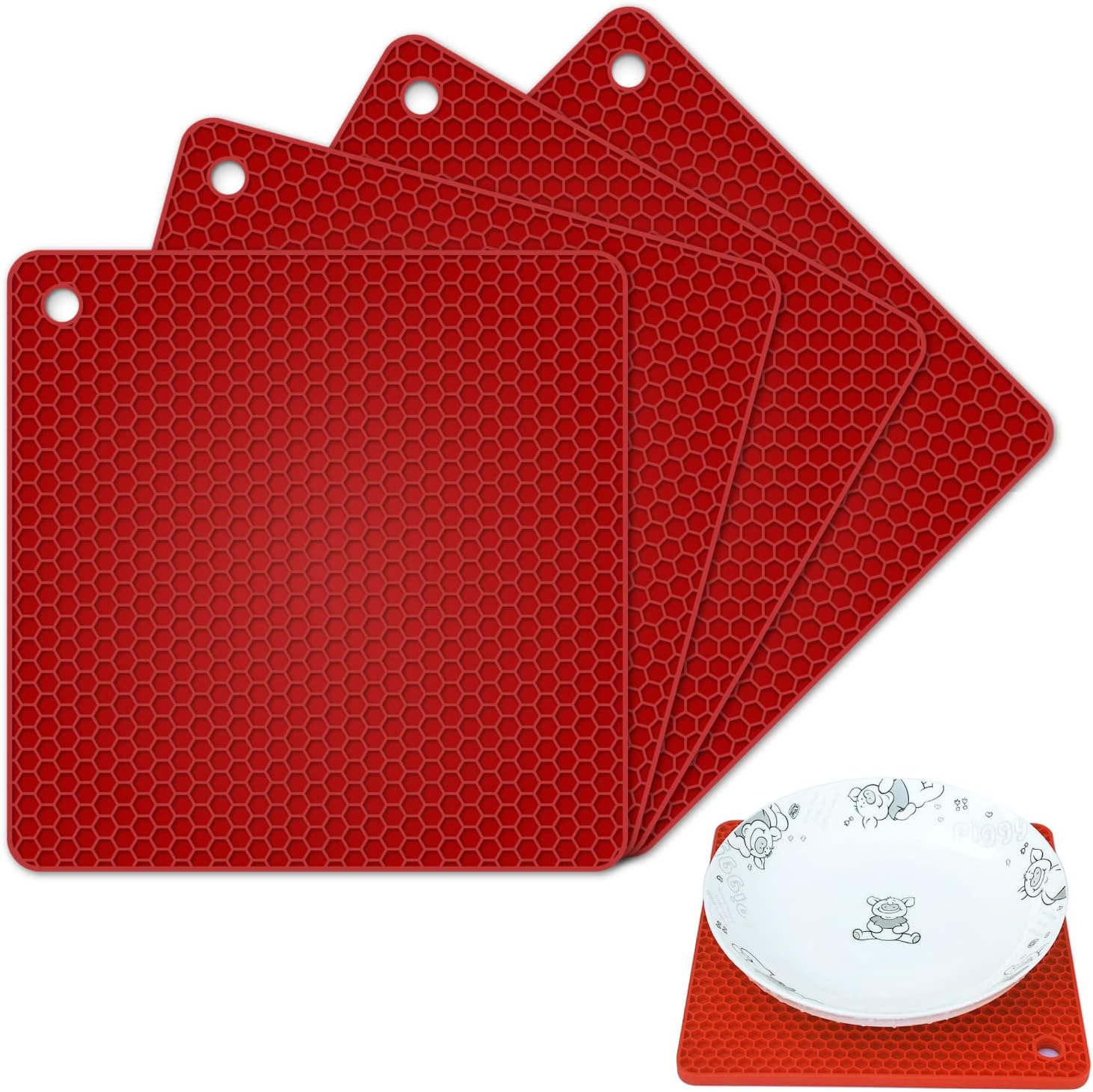 Amazon.com: Silicone Trivet Set of 4 – Heat-Resistant Trivets for Hot ...
