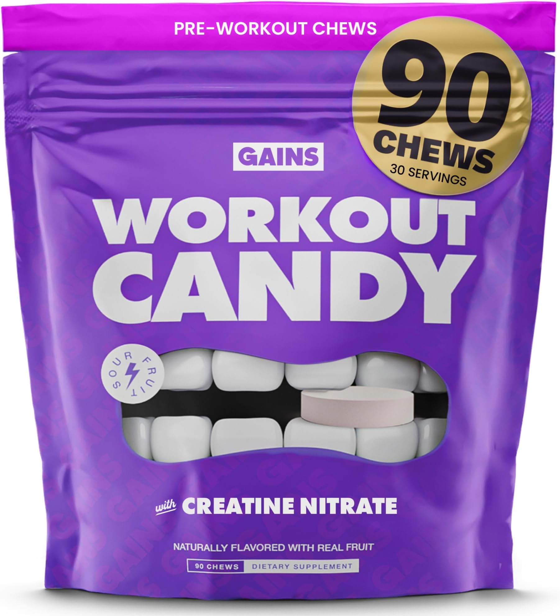 Amazon.com: Gains in Bulk Workout Candy, Pre Workout Chews with ...