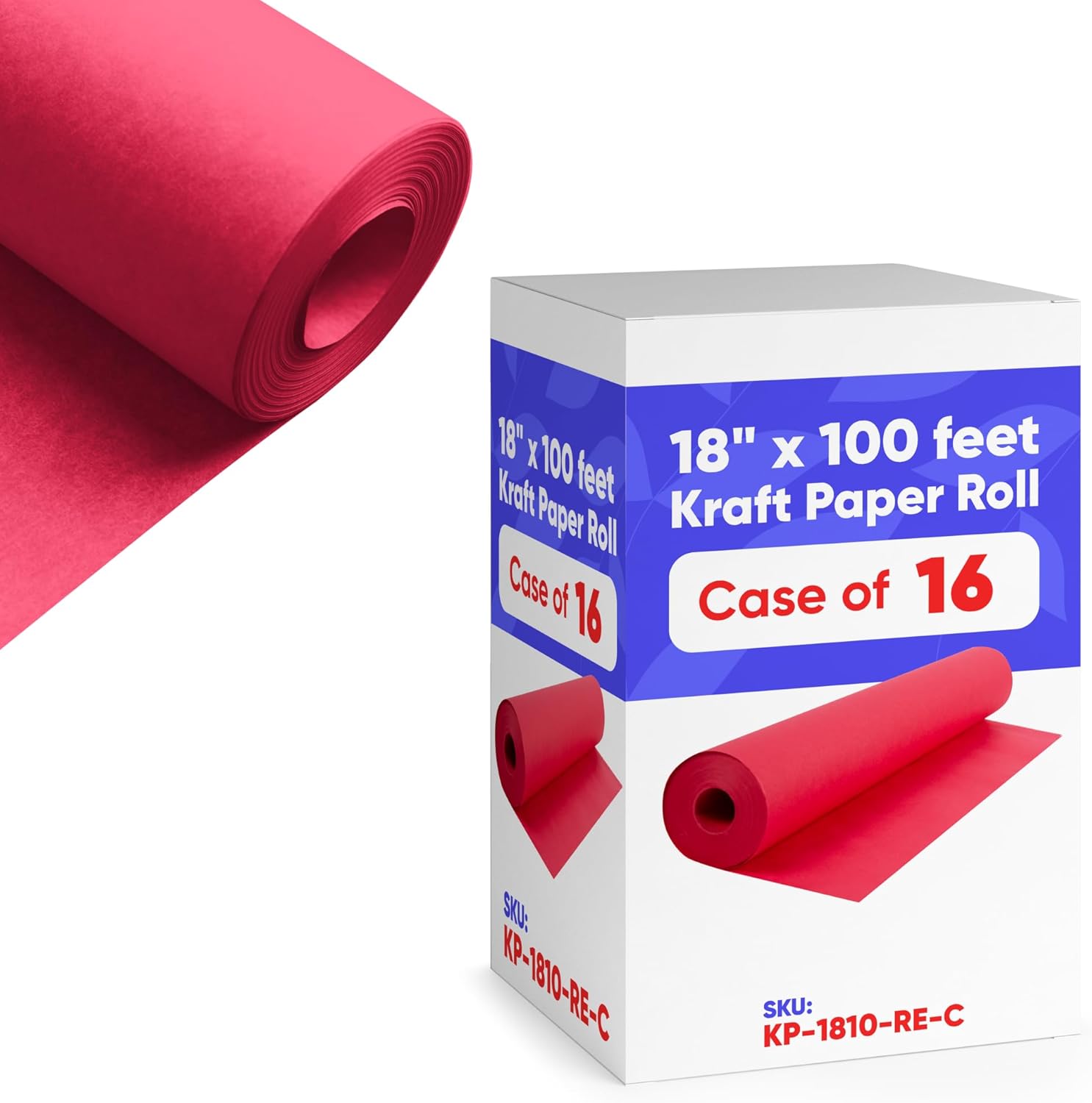 Amazon.com: Paclord 18" x 1200" (100 ft) Red Kraft Paper (Case of 16 ...