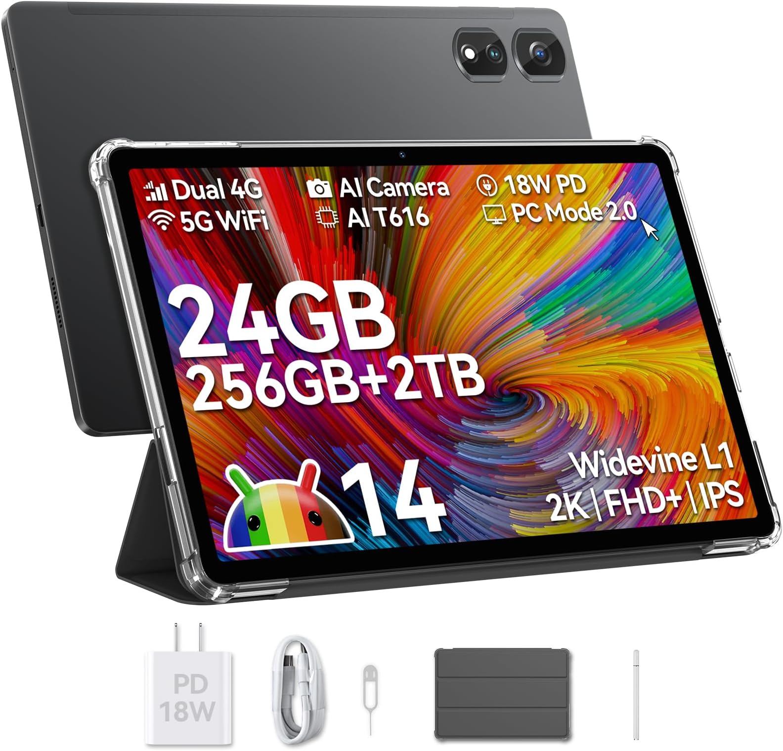 Blackview Tab 16 Pro Tablet Android 14, 24GB RAM + 256GB ROM Gaming ...