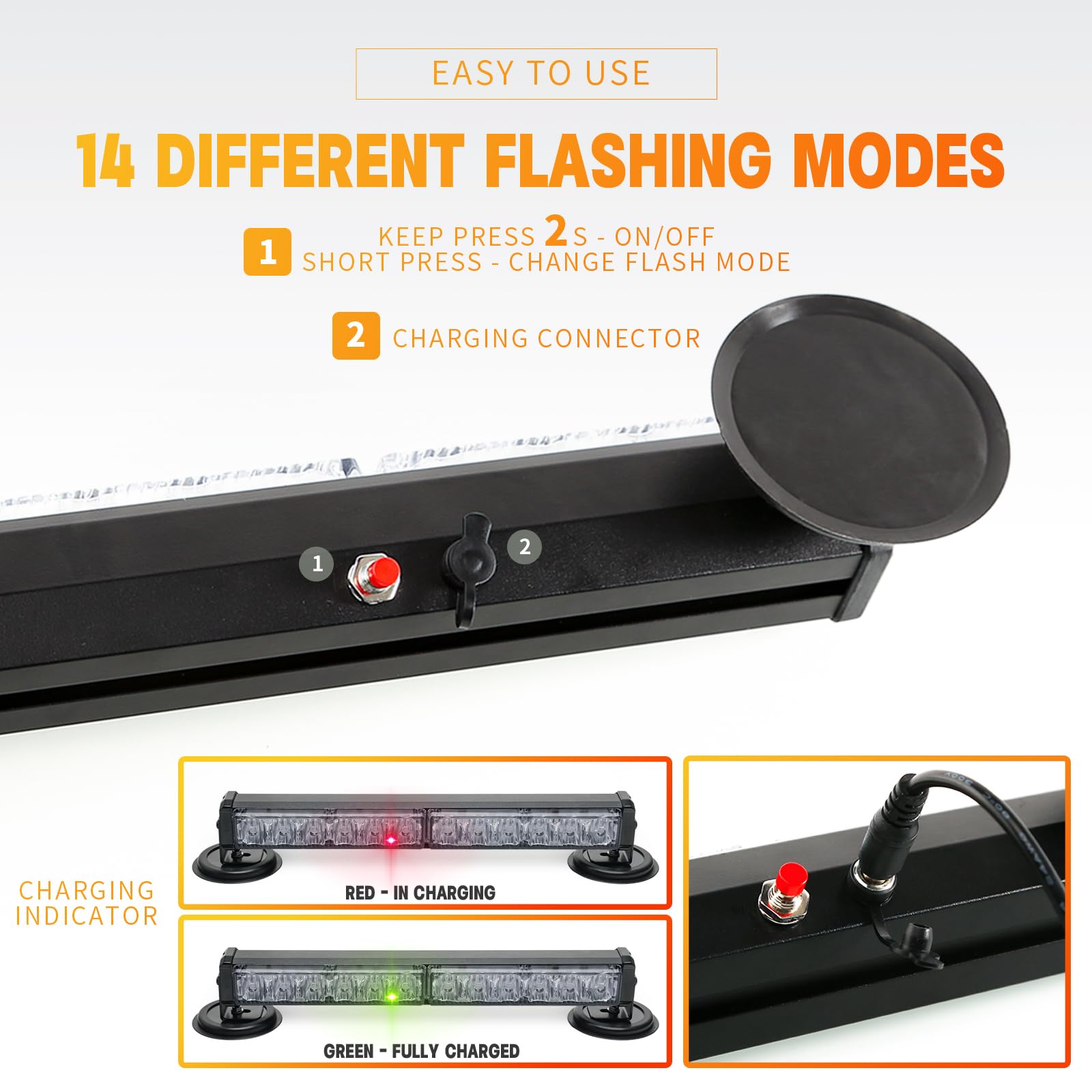 Snapklik.com : BooYu 14 In Battery Powered Police Emergency Strobe ...