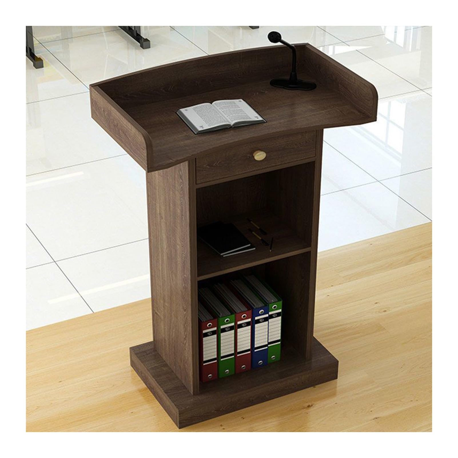 Amazon.com: Wooden Lectern Podium Stand with Storage Shelf - Ideal for ...