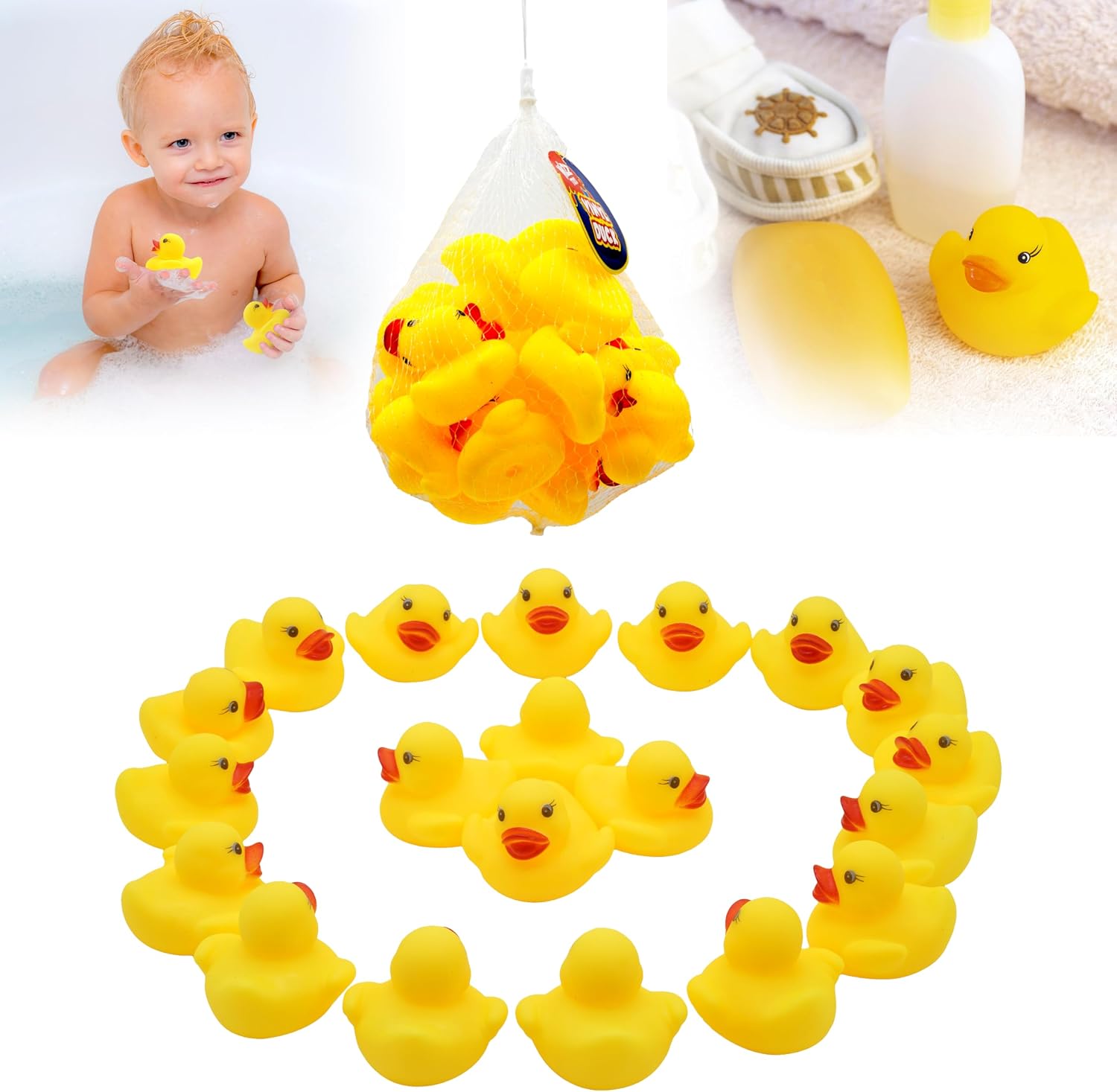 20PCs Vinyl Ducks Toys Set, Rubber Ducks Bath Time Floating Baby Toys ...