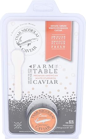 Amazon.com: Tsar Nicoulai Estate White Sturgeon Caviar, 1oz : Grocery ...
