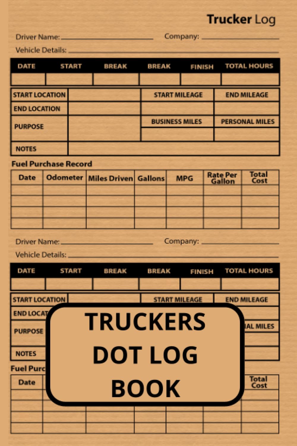Trucker Dot Log Book: Fuel & Maintenance Expense Keep Track of Each ...