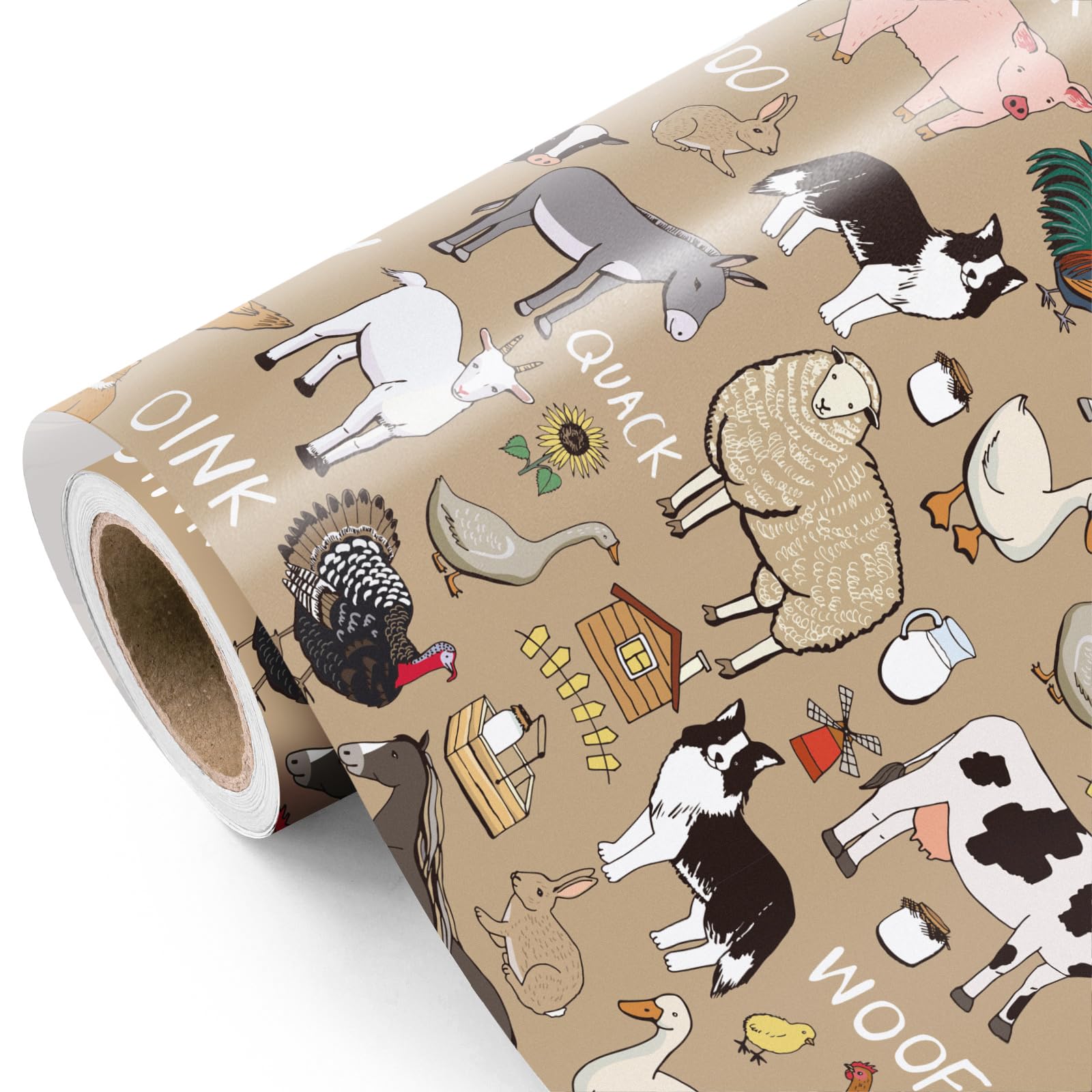 Amazon.com: WRAPAHOLIC Farm Animals Wrapping Paper Roll - Mini Roll ...