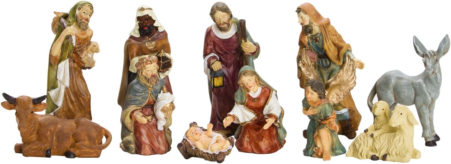 Christmas Nativity Set - 3 Inch Real Life Nativity Set 11 Figurines ...